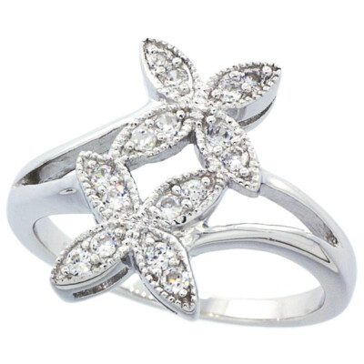Women 925 Sterling Silver Rhodium Plated, Vintage Style Butterfly Ring ...