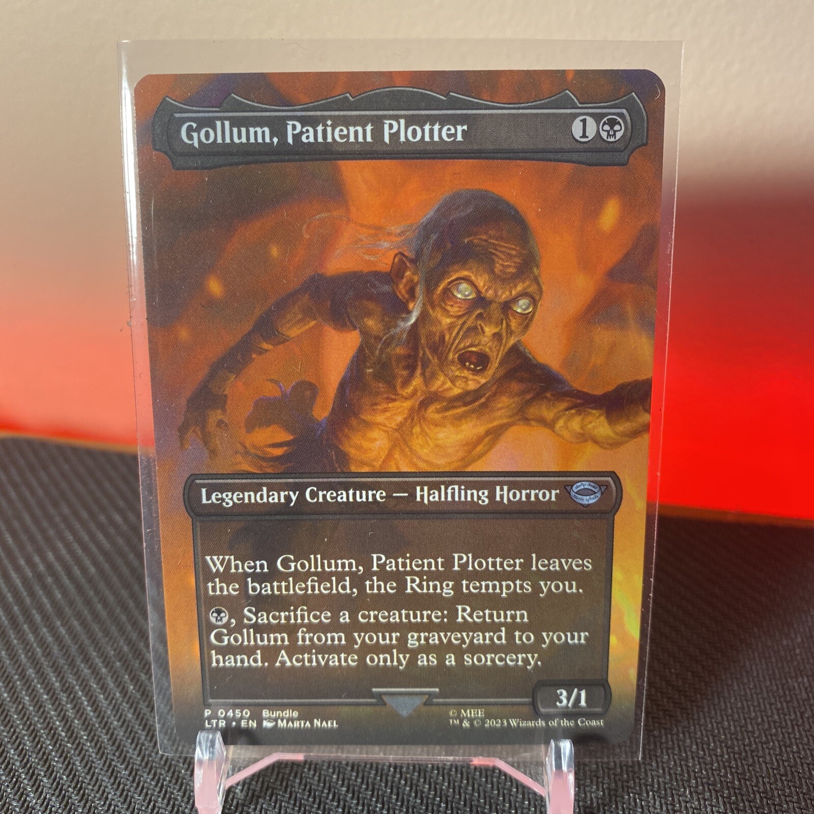 FOIL Borderless GOLLUM, PATIENT PLOTTER mtg NM-M Lord of Rings Unc ...