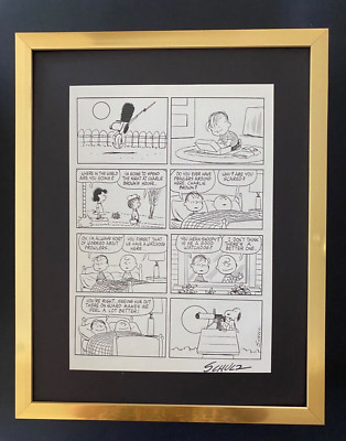 CHARLES SCHULZ + Signed Vintage 1968 Peanuts SNOOPY Cartoon + New Frame ...