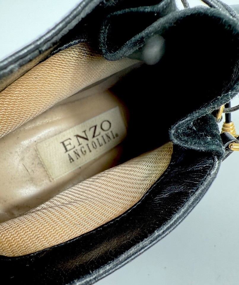 VTG Enzo Angiolini Sz 6 Victorian Inspired Corset Lace Black Leather ...