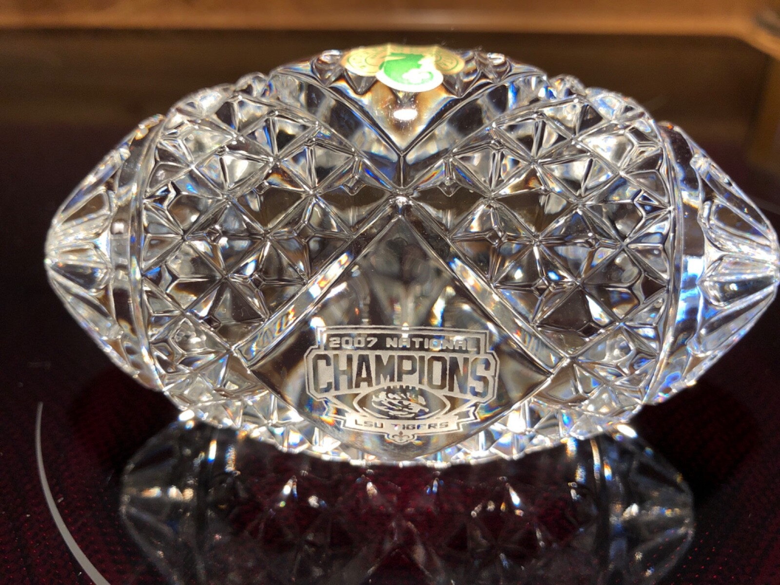 LSU Tigers 2007 Champs Waterford Crystal Football Paperweight- New In ...