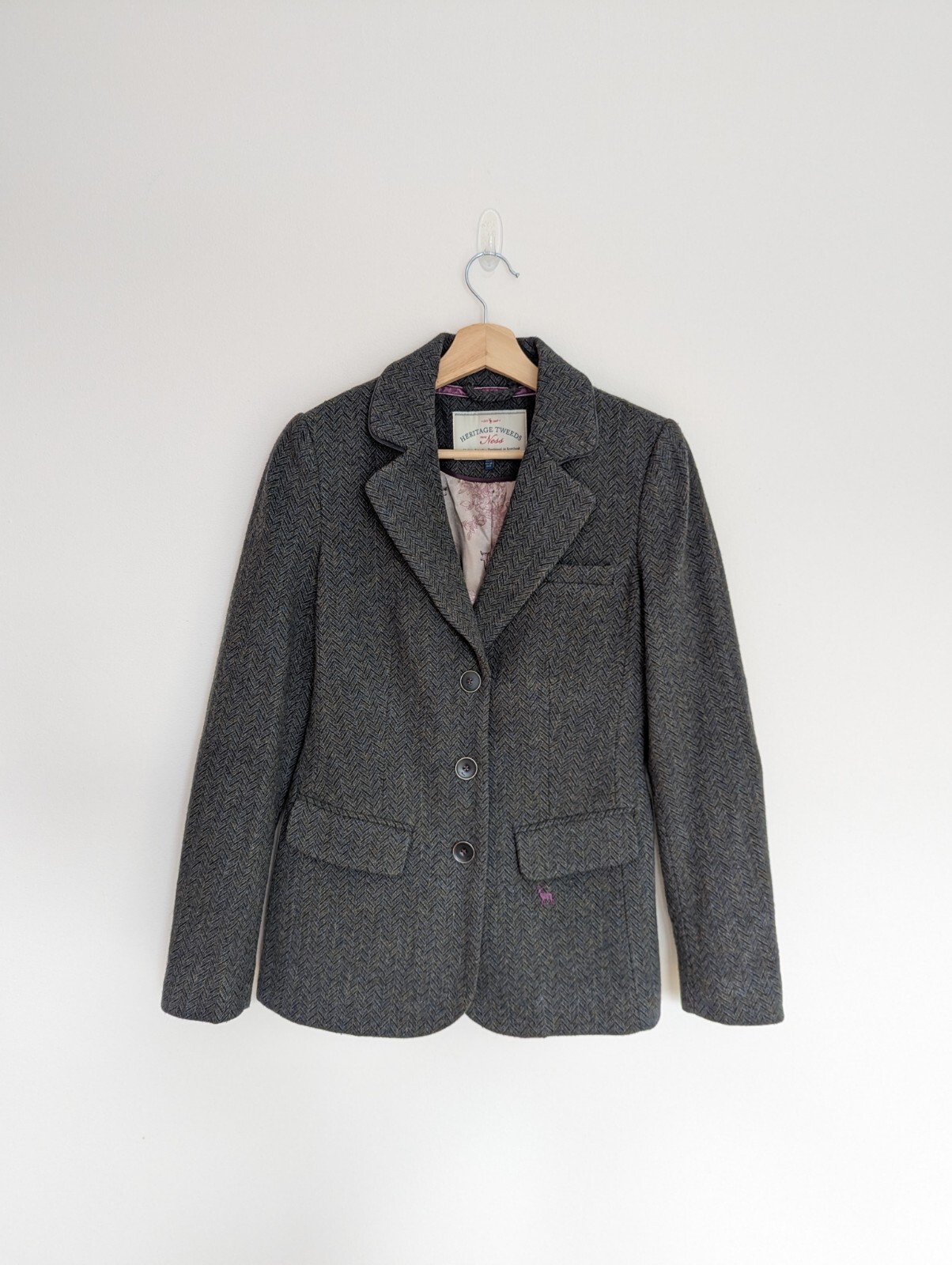 Ness Tweed Herringbone Blue Grey Blazer Jacket SIZE U… - Gem