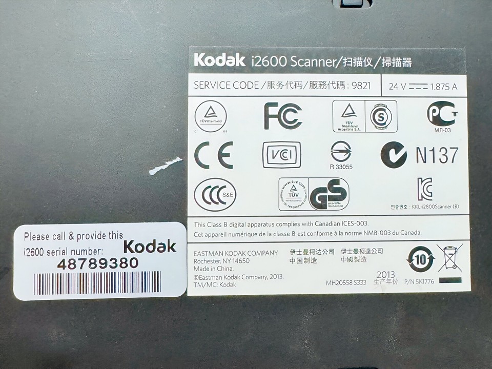 Kodak i2600 Color Document Passthrough Scanner Auto Feeder w/Bundle ...