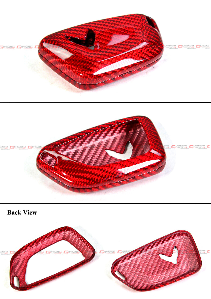REAL RED CARBON FIBER KEY FOB CASE COVER FOR 2020-24 CORVETTE C8 Z51 ...