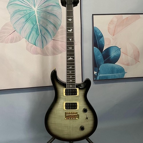 Black Flame Maple Top Electric Guitar Solid Gold Hardware Open Pickups ...