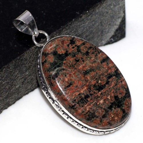 925 Silver Plated Viper Skin Jasper Ethnic Pendant Jewelry Size 2.1" GW ...