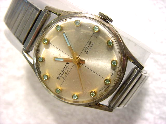 Vintage large antique Art Deco / Space Age WOLDMAN GEM DIAL mens watch ...