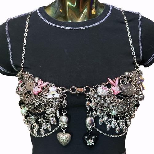 Handmade Chain Charm Jewelry Upcycled Bra Body Jewelry Top Sz S / 34B ...