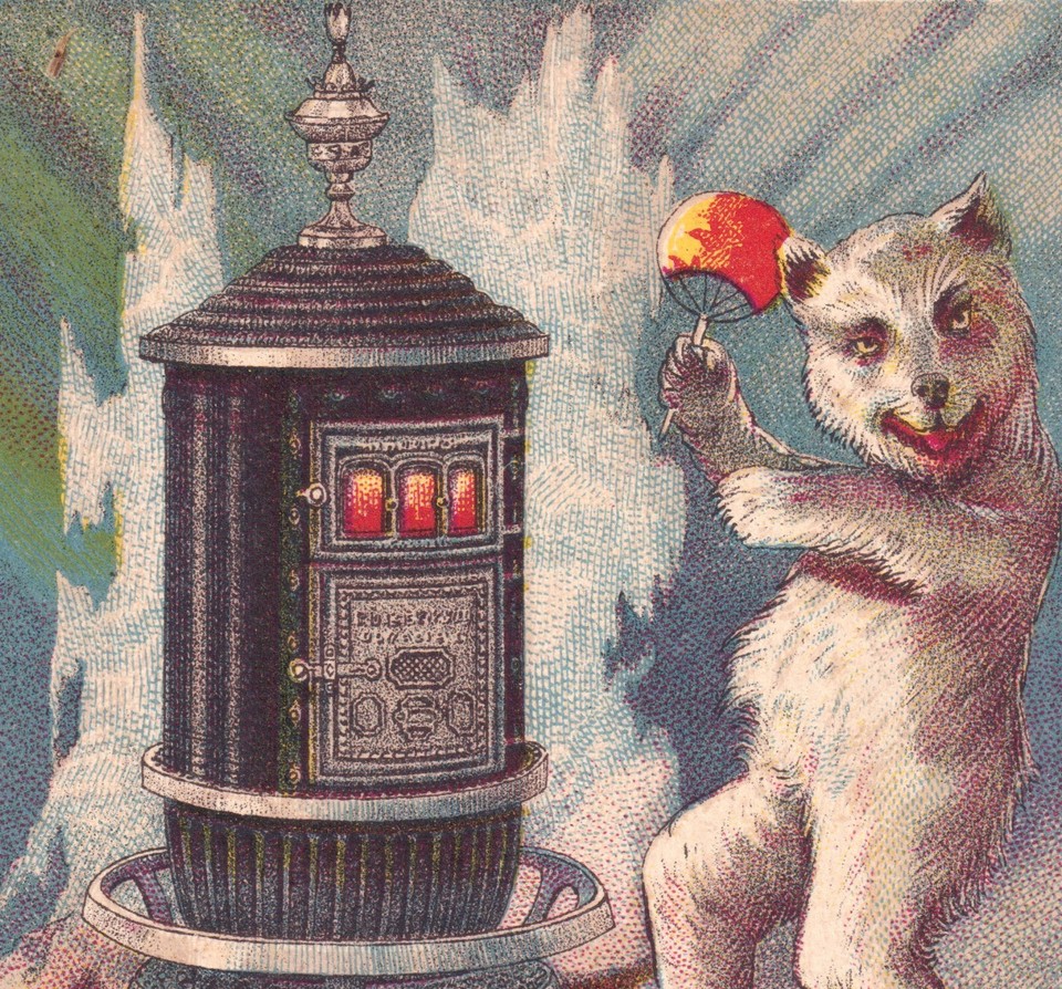 Elroy Wisconsin Antique Round Oak Stove Polar Bear Comic Victorian ...