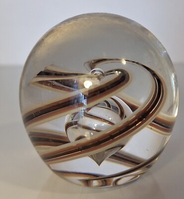 Signed COWDY Glass England Top Shaped Bubble within Color Spirals Earth ...