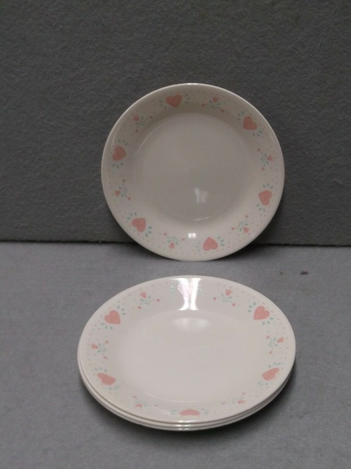 BREAD BUTTER PLATES CORELLE FOREVER YOURS Folk Heart edge pattern | eBay