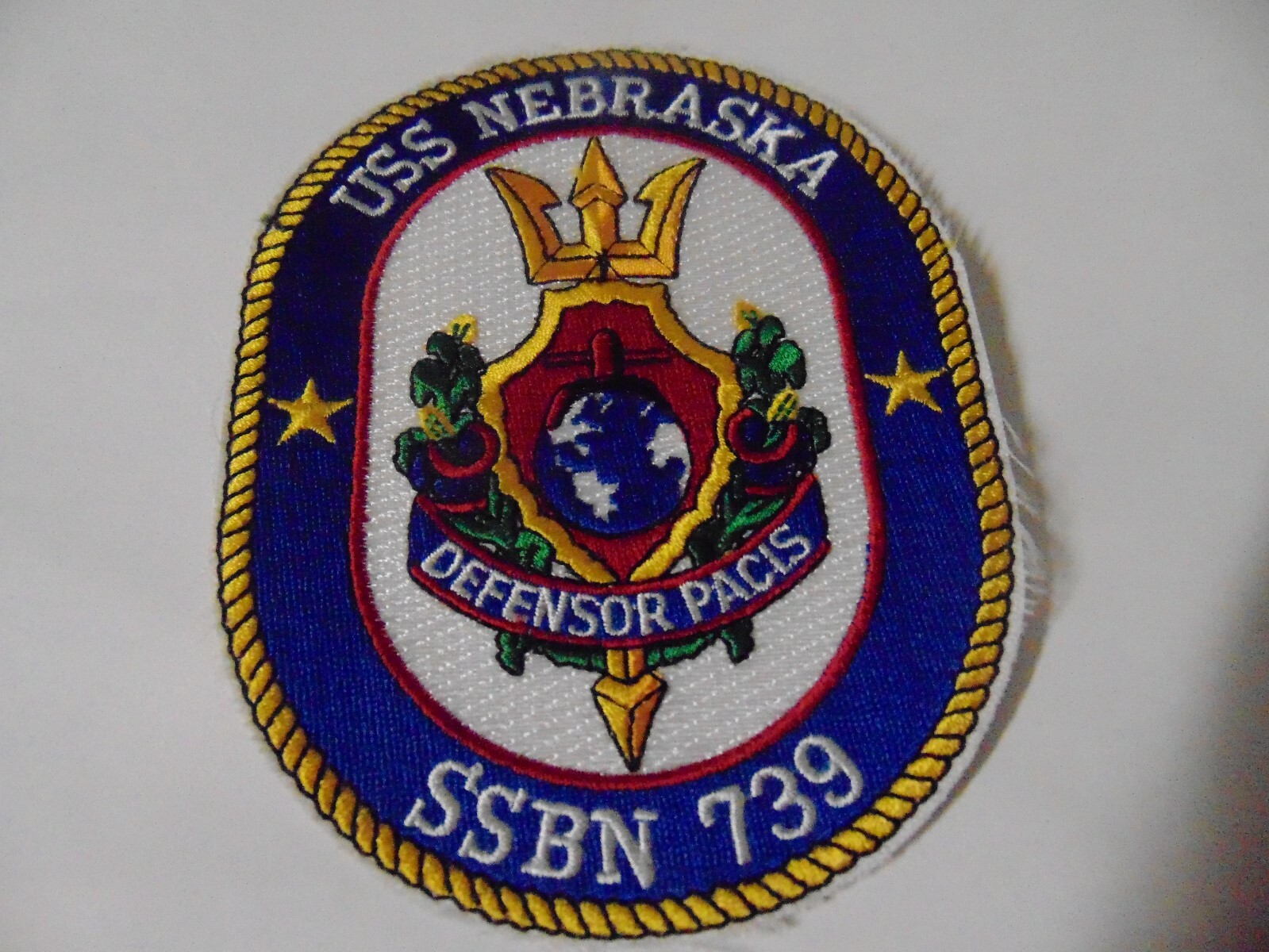 MILITARY PATCH SEW ON OLDER USS NEBRASKA SSBN 739 DEFENSOR PACIS | eBay