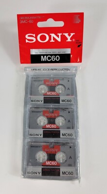 Sony Mc-60 Mc60 Microcassette Blank Cassette Tape Disc 60 Min 3 Pcs ...