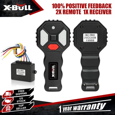 X-BULL Wireless Winch Remote Control Twin Switch Kit 12V Receiver 150ft ...