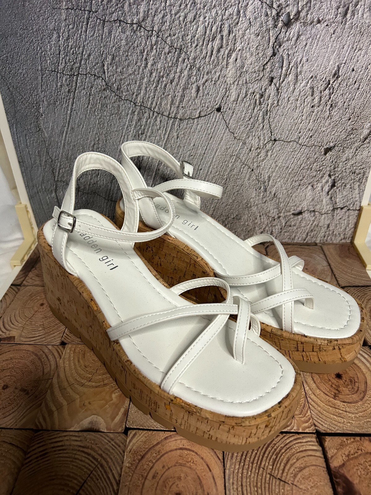 Madden Girl Women’s Vault Wedge Strappy Platform Sandals White Paris ...