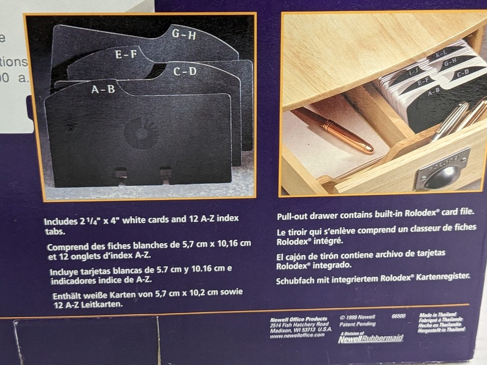 Rolodex Office Card File File Storage Organizer Wood Oak Finish Table ...