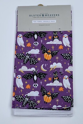 Halloween themed Ghosts and Bats Tea Towel x 2 | eBay UK