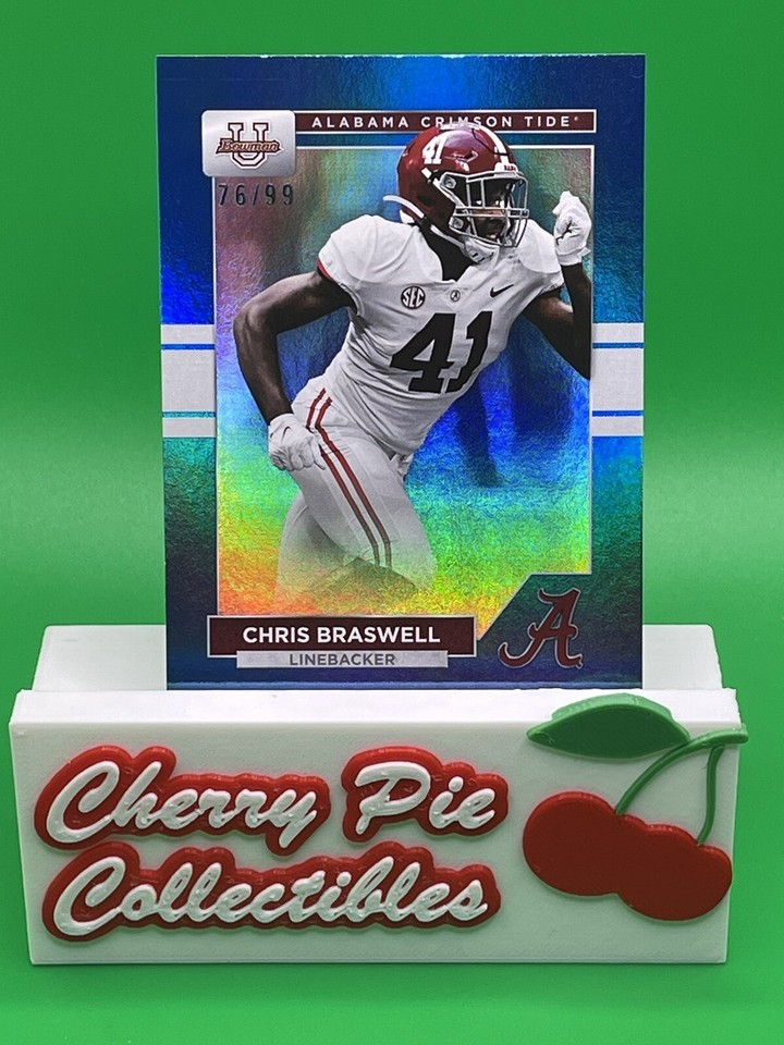🐘 CHRIS BRASWELL 2023 Bowman U Alabama Blue Foil BUCCANEERS 76/99 | eBay