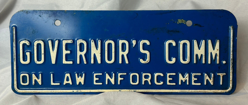 Vtg Governor's Comm. On Law Enforcement Plaque Embossed Hung Metal ...