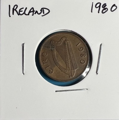 1980 Ireland Irish Eire 1P Coin Bird Peacock Animal Wildlife **Nice ...
