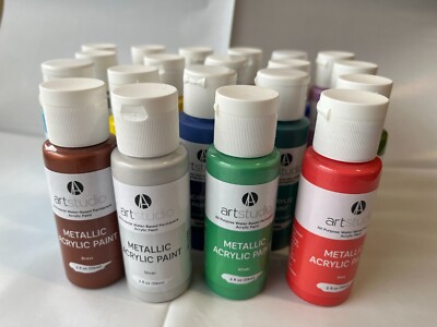 Art Studio Acrylic Paint Bottles 59ml Matt/Metallic/Pearl Assorted ...