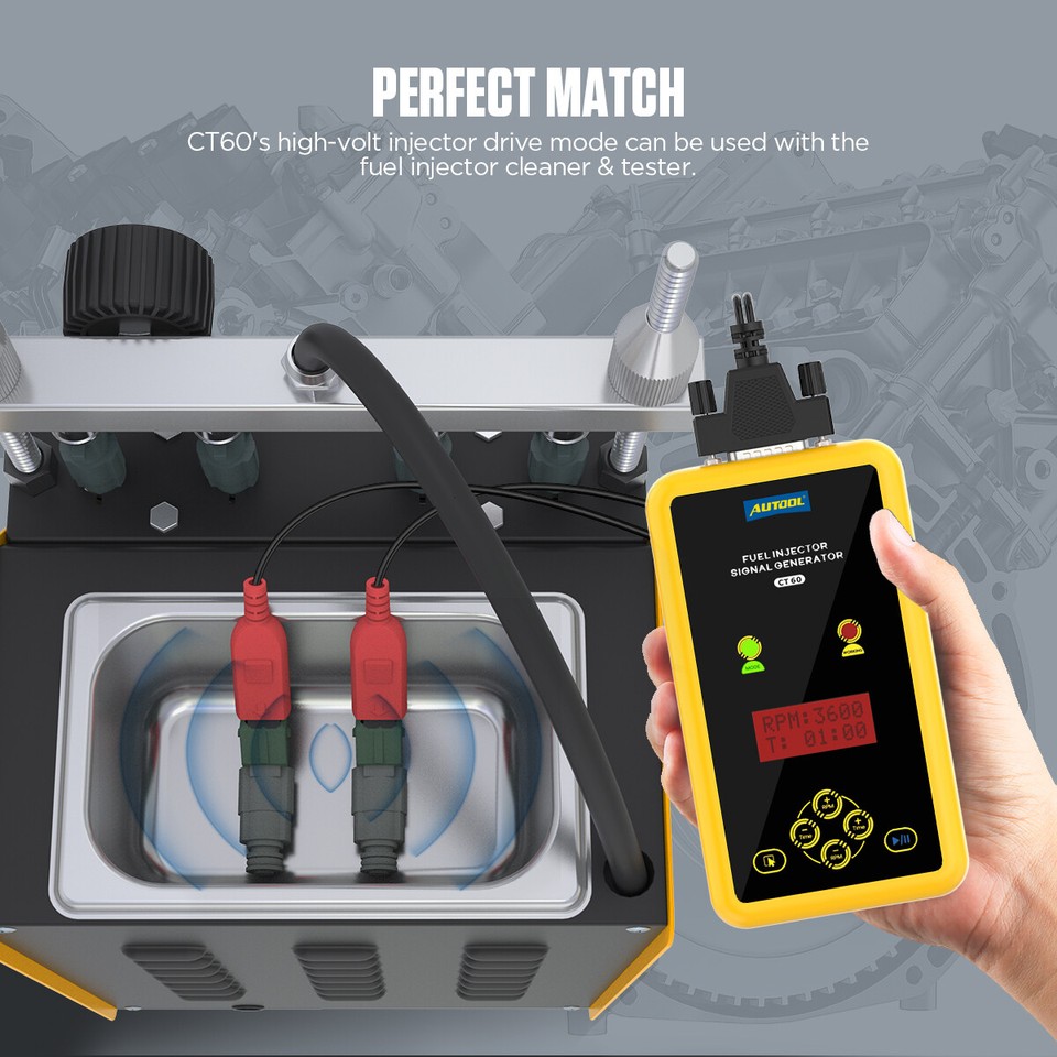 AUTOOL GDI Fuel Injector Cleaner Tester Adapter Injector Pulse Signal ...