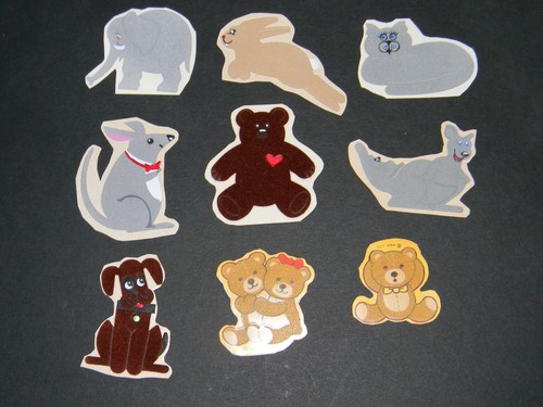 Vtg 1980s FUZZY Animal STICKERS Personal Expressions Hallmark Unbranded ...
