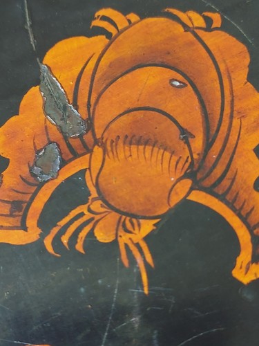 Antique Chinese Laquer Box Bats 1800 Lucky Long life Shou Black gold 5 ...