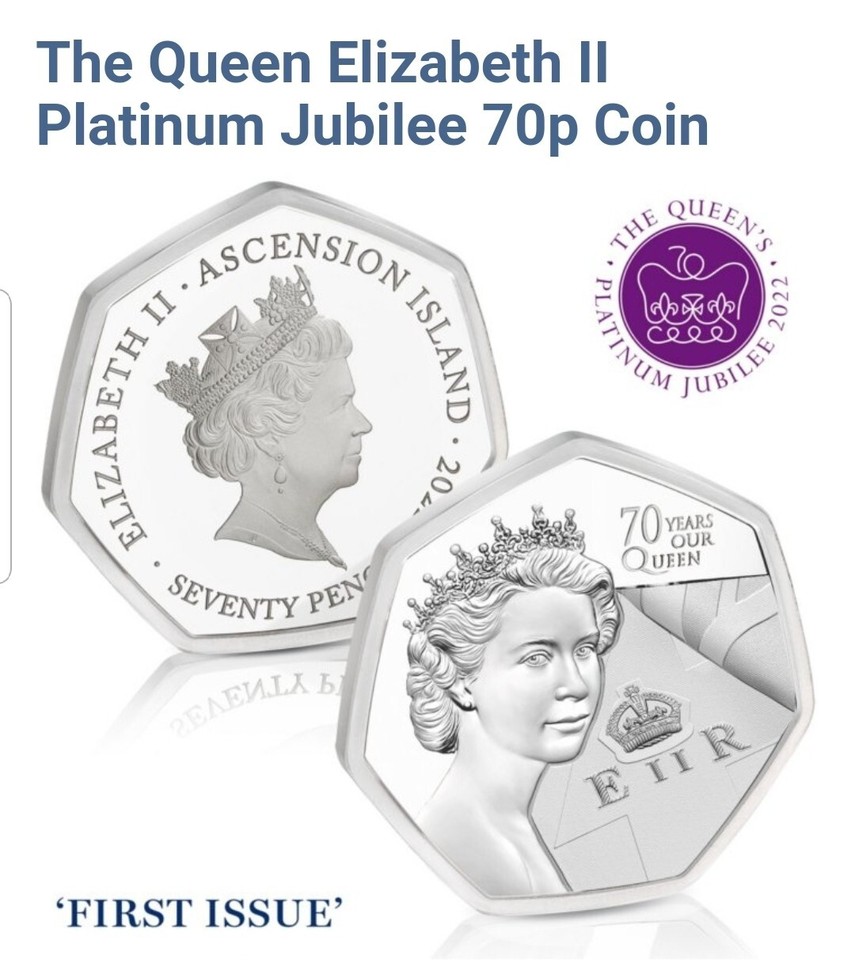 RARE 70p Silver Coin FREE COA+ PREMIUM PACK Queen Elizabeth II Platinum ...