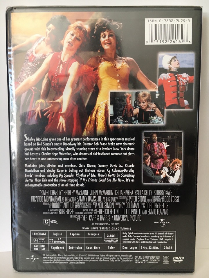 Sweet Charity (DVD, 2003) Shirley MacLaine! Sammy Davis Jr! Brand New! Sealed! 25192261626| eBay