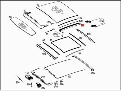 Genuine MERCEDES C205 C-CLASS Coupe Left Sunroof components 2057803000 ...