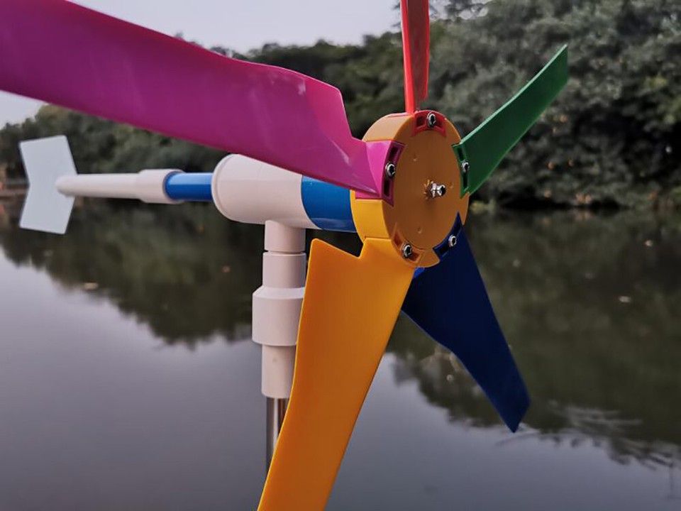 DIY Five-Blade Homemade Wind Turbine Colorful Windmill Wind Driven ...