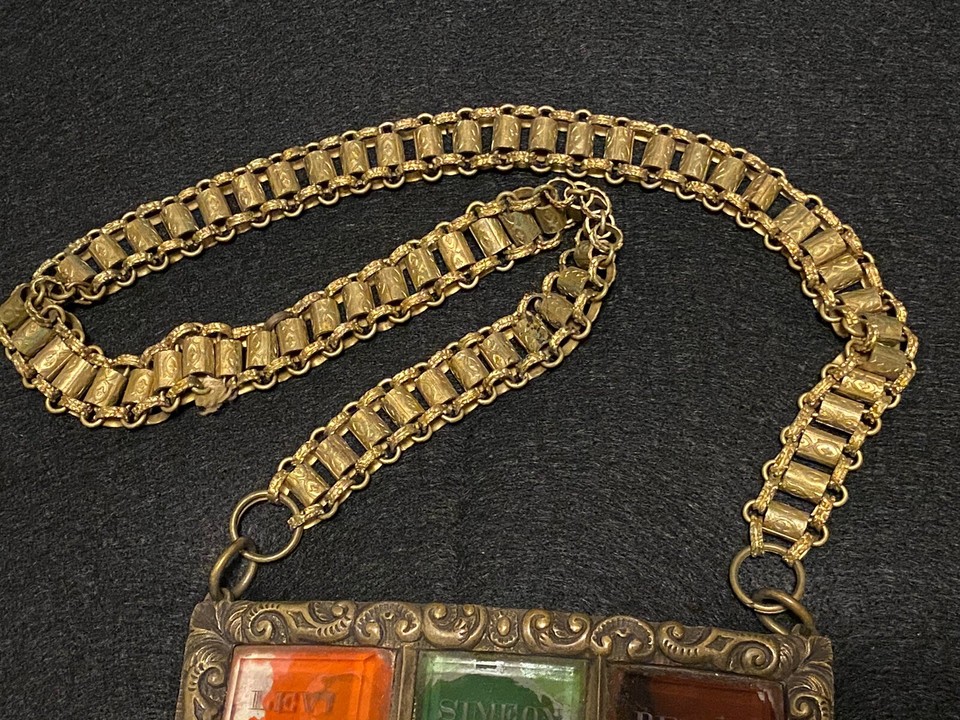 VTG / Antique Masonic High Priest Breastplate 12 Glass Gems For 12 ...