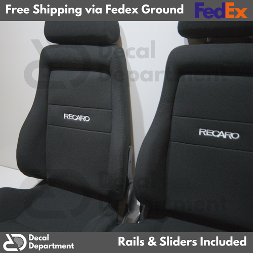 Set of 2 Reclinable Slider Seats For Recaro Seat Black Cloth+ Rails ...