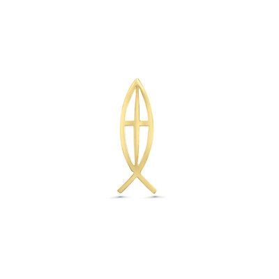 Polished Christian Fish Ichthys Cross Pendant Cut-Out 14k Yellow Gold ...
