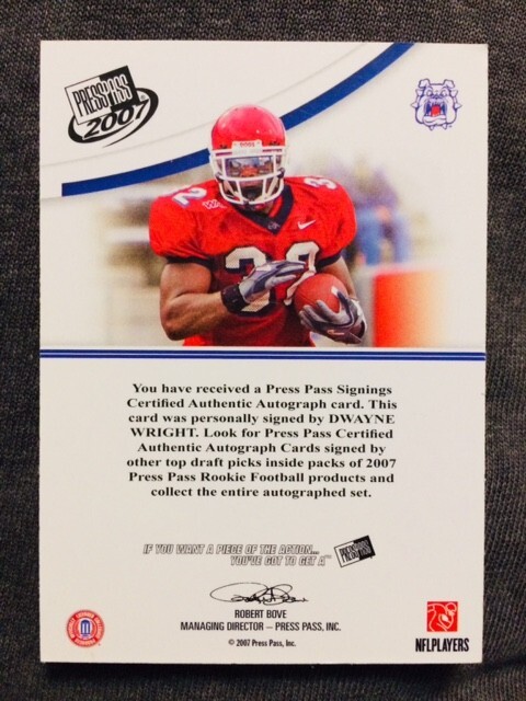2007 Press Pass Dwayne Wright Rookie RC Auto Autograph Bronze Card | eBay