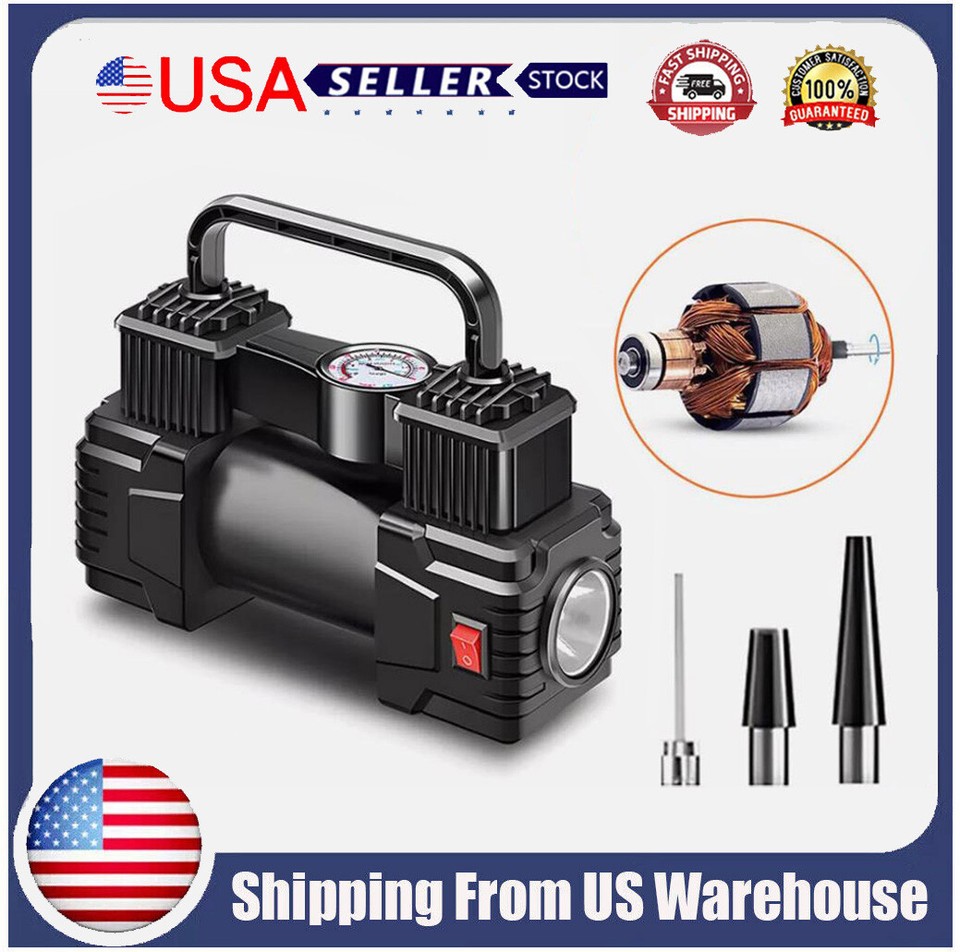 12V Heavy Duty Portable Air Compressor Car Tire Inflator Electric Pump ...