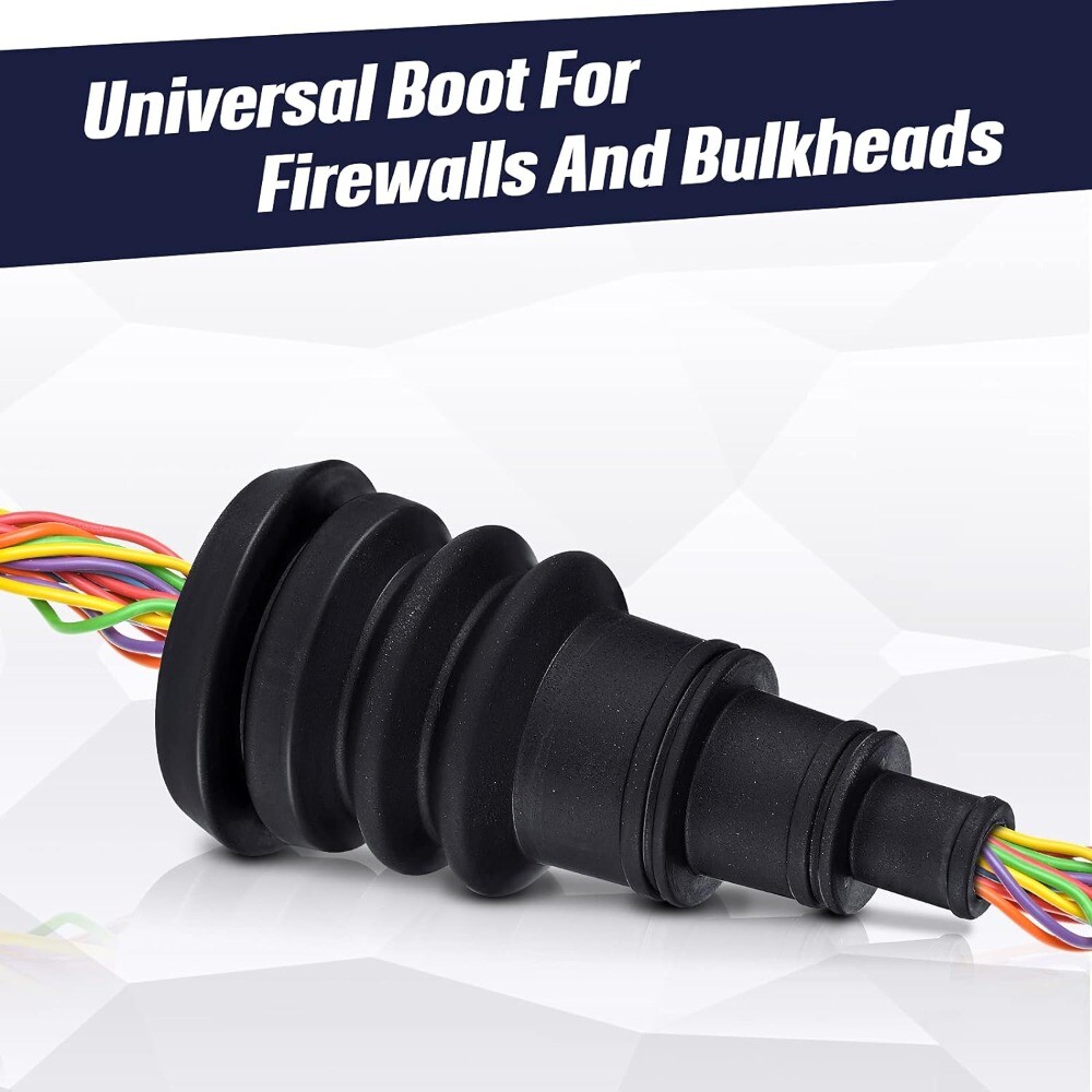 4Pcs Black Universal Firewall Boot 3/8 to 1 Inch Diameter Wires Coil ...