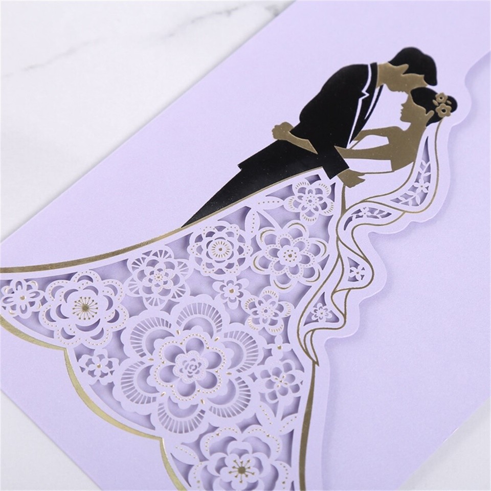 100x Wedding Decoration Laser Cut Bride Groom Pattern Invitations ...