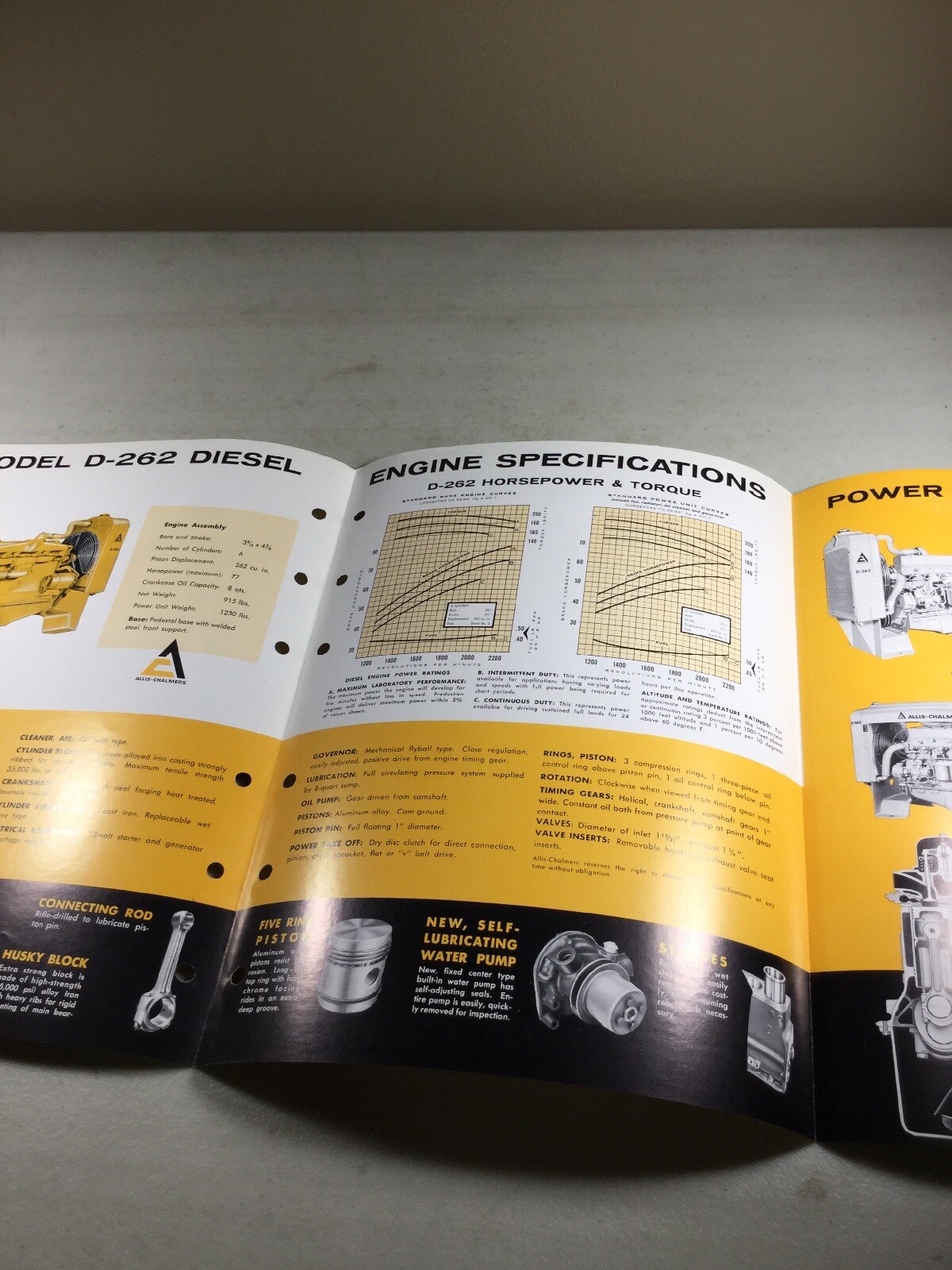 Lot Of 2 Allis Chalmers Engines 2900, D262 Sales Brochure, Literature ...