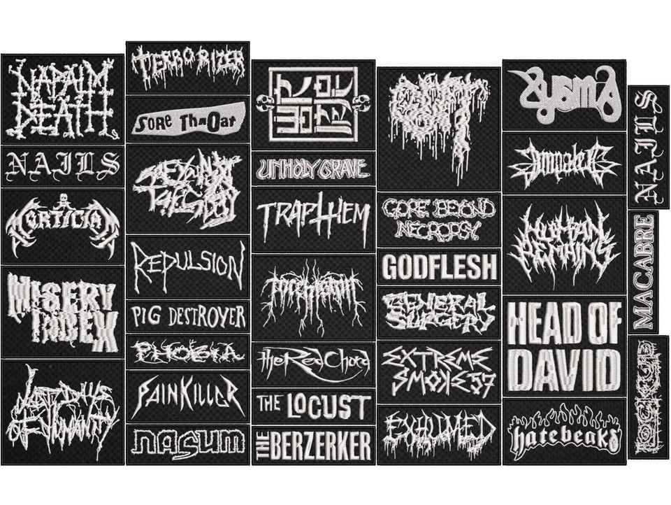 Grindcore Metal full EMBROIDERY flat 10pcs/Lot Random Mix Sew-On ...
