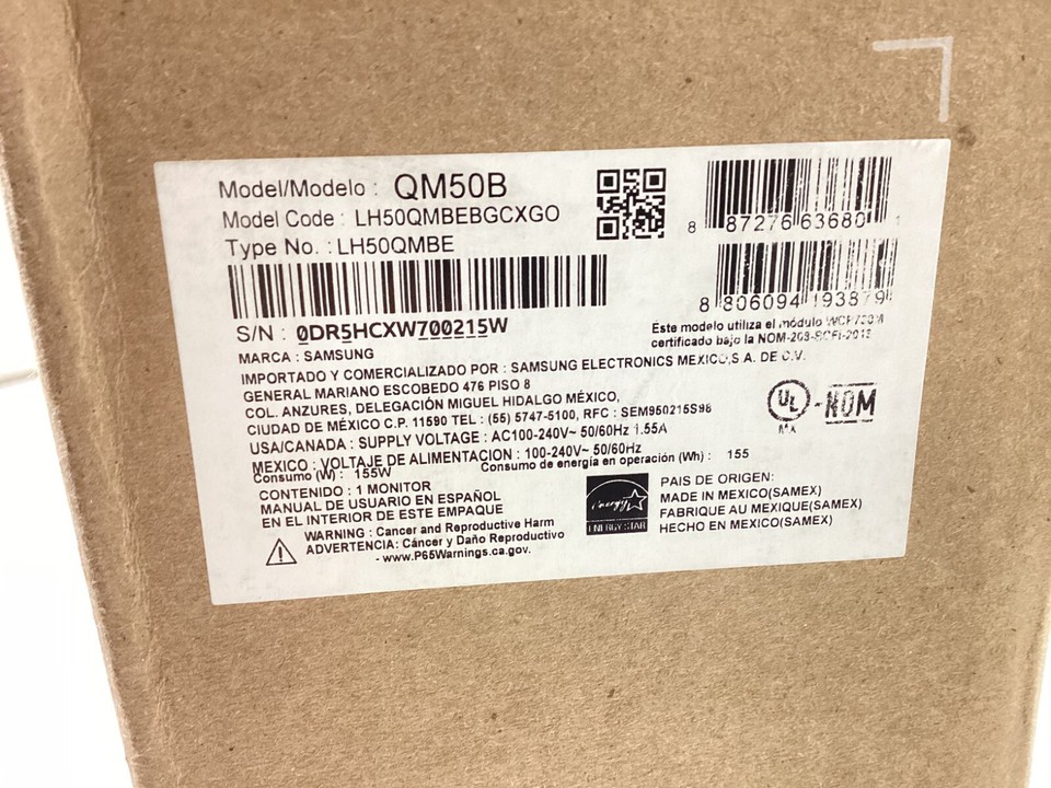 Samsung QM50B 50" 4K Smart Digital Signage Display - Built-in Speakers ...