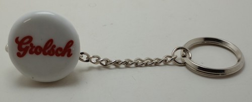 Vintage Grolsch Beer White Porcelain Bottle Cap Keychain + Burgundy ...
