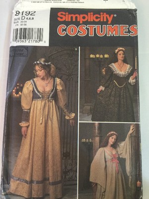 Simplicity size D 4,6,8 Costume pattern 8192 Halloween pattern dress ...