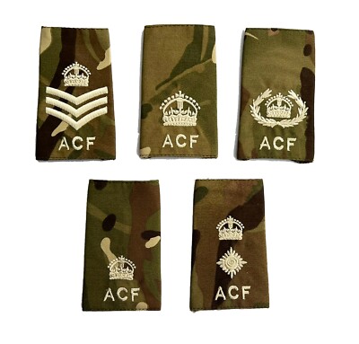 Pair ACF MTP Rank Slides Epaulettes Ivory Thread - Kings Crown (Army ...