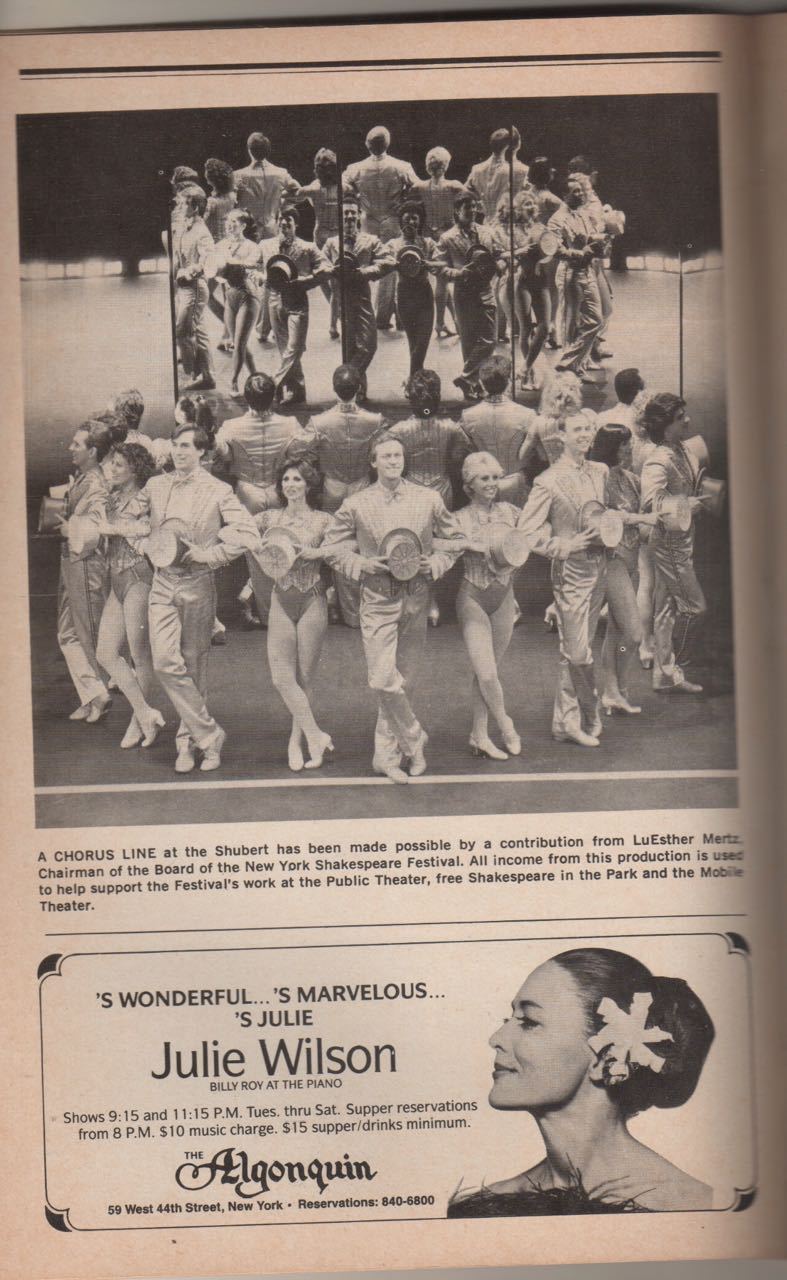 "A Chorus Line" Playbill 1985 Broadway Wanda Richert, Cynthia Fleming ...