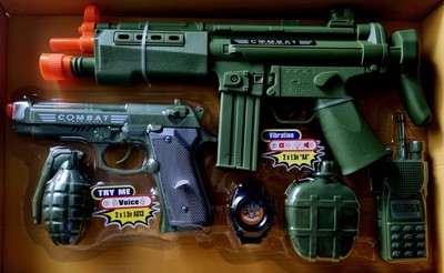 Kids Toy Army Military Combat Pretend Play Set Friction MP5 Revolver ...