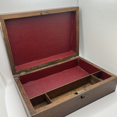 Vtg Antique Victorian Dark Wood Lap Writing Desk Storage Chest Box ...