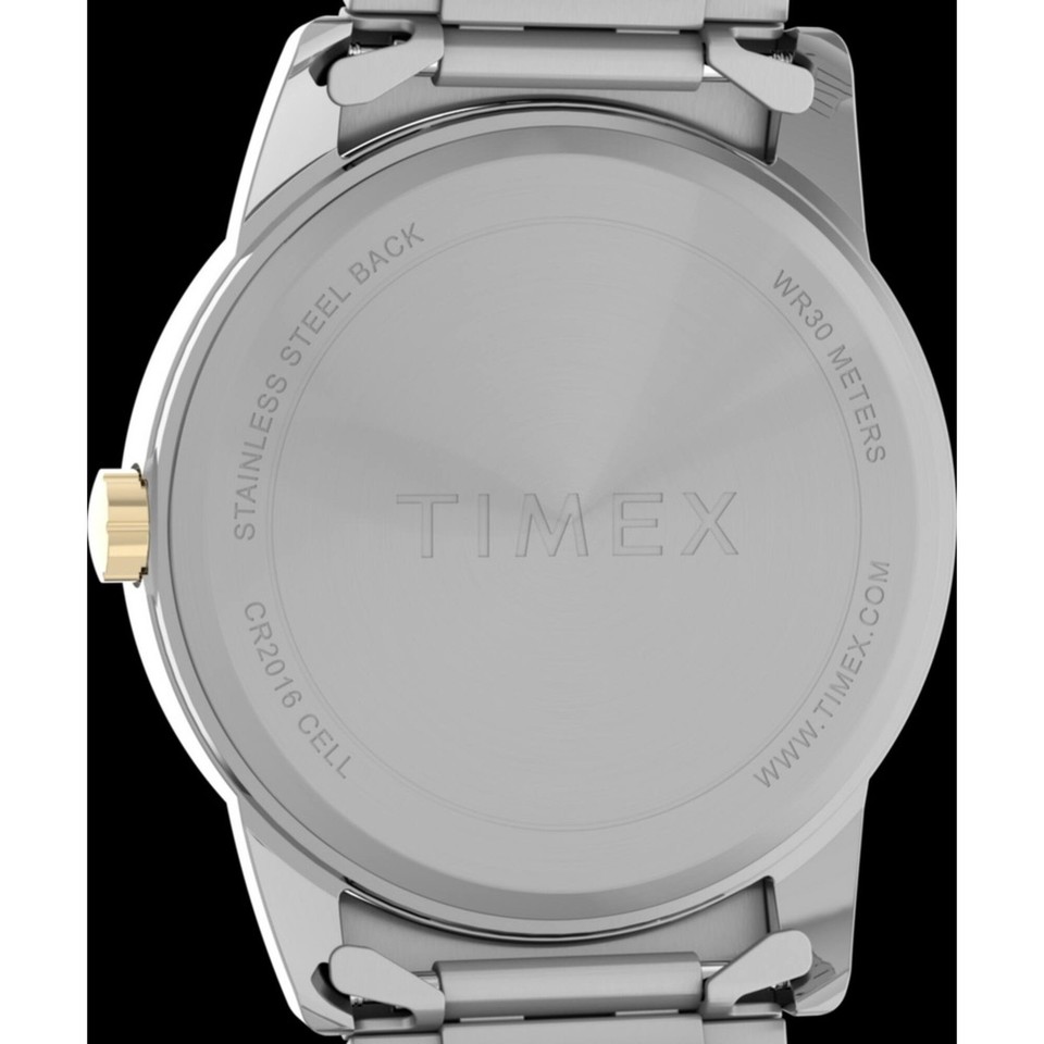Timex Men's Watch Easy Reader Quartz White Dial Two Tone Bracelet ...