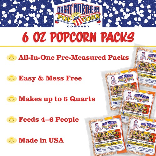 Great Northern Popcorn 1 Case Popcorn Portion Packs Kit Cinema 8 Ounce ...